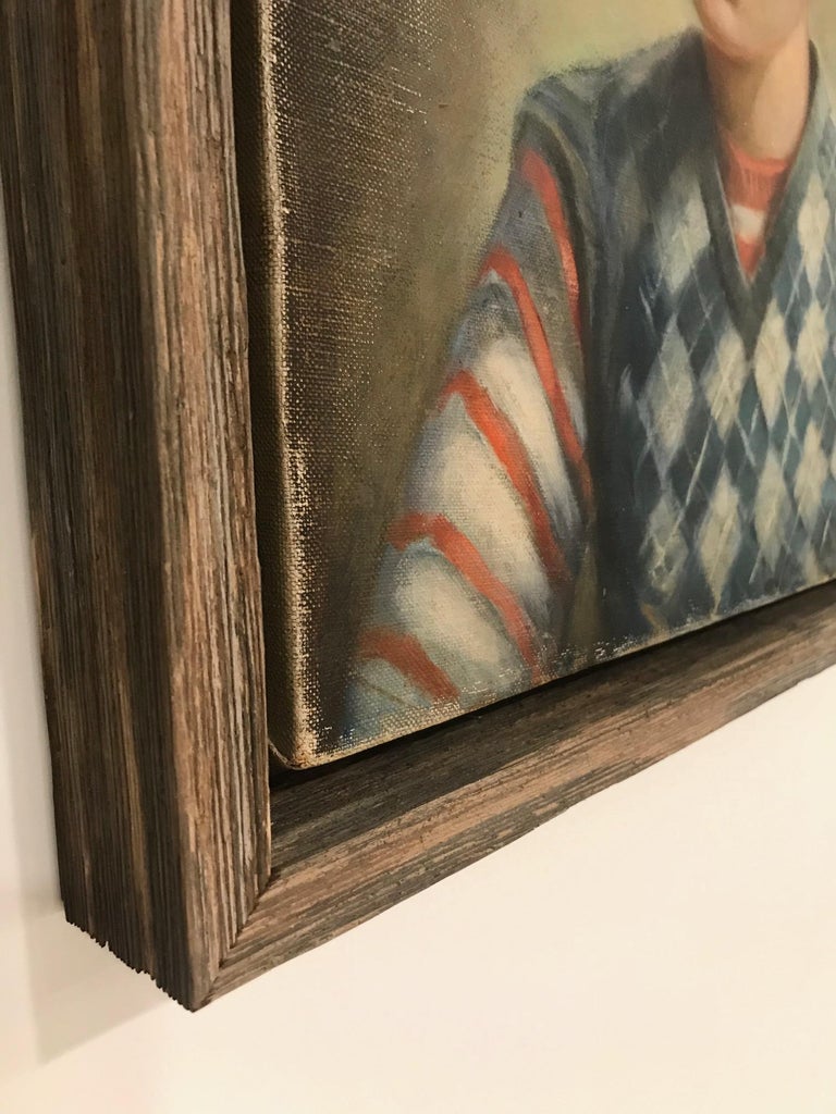 Mid-Century Modern Oil Painting, Portrait of Boy by Robert Rukavina ...