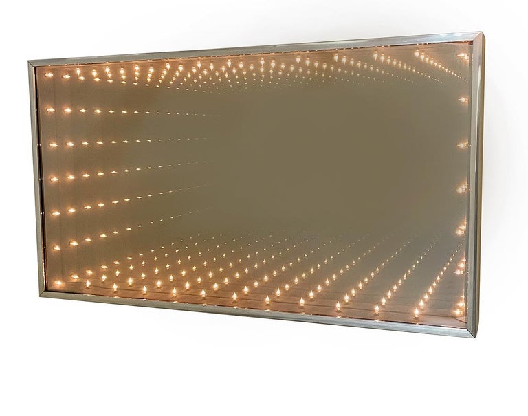 Mid Century Modern Op Art Infinity Wall Mirror Sculpture in Rectangular ...