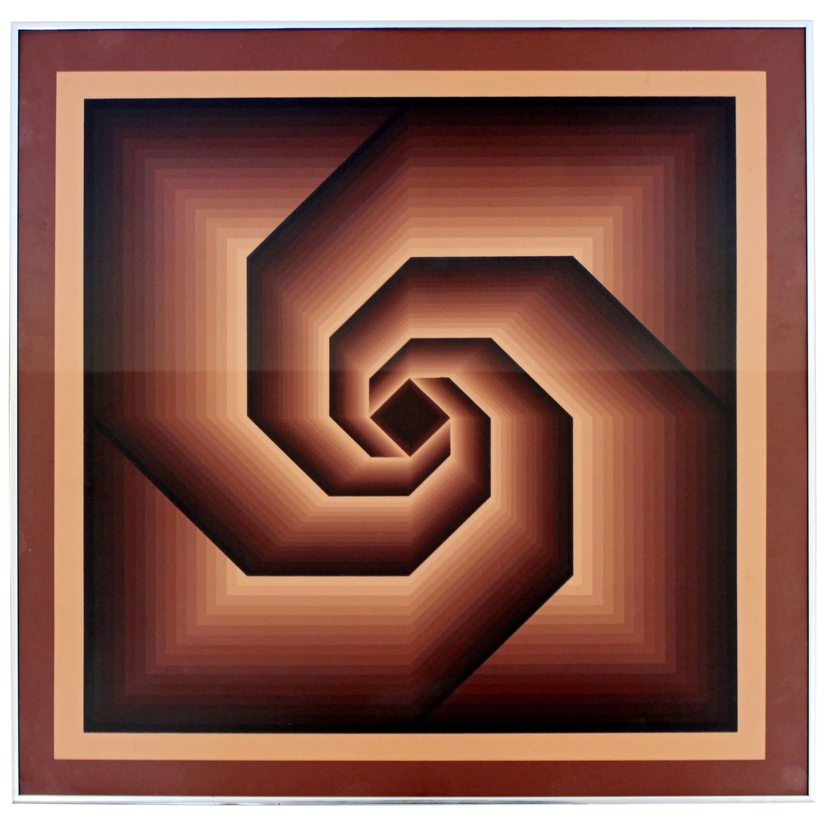 Mid-Century Modern Op Pop Art Framed Offset Lithograph by Jurgen Peters ...