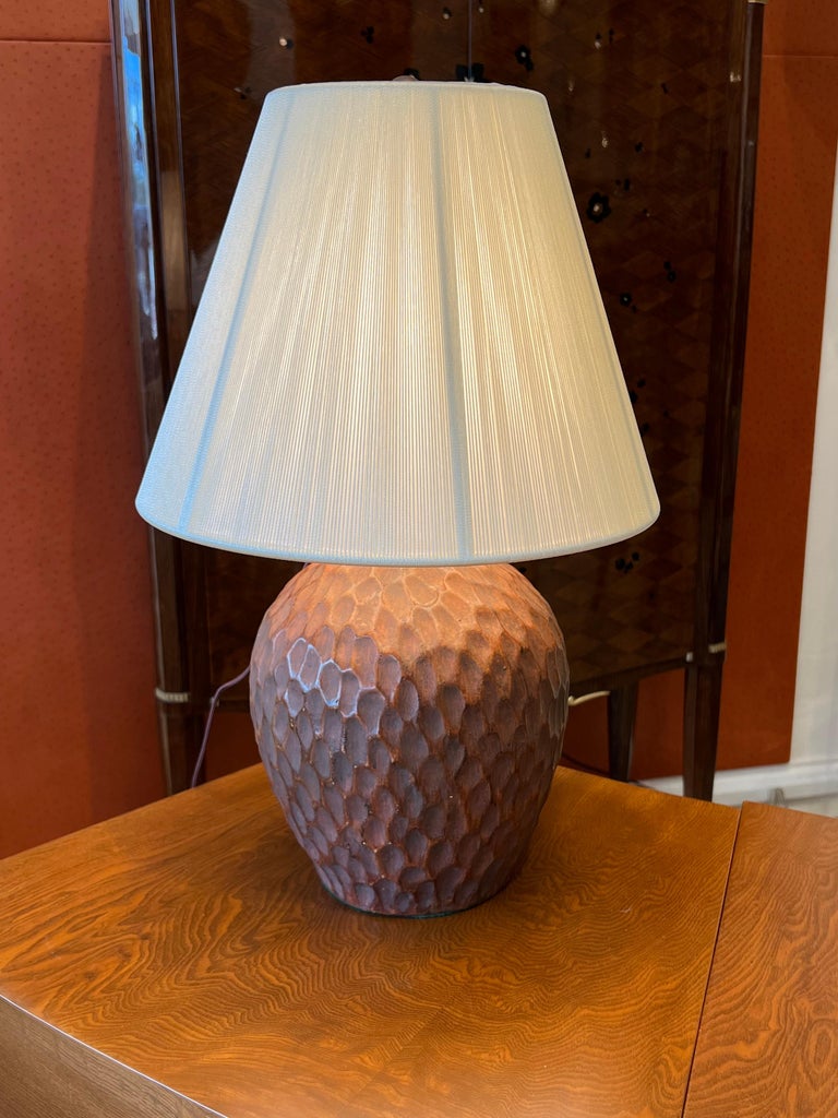 Mid-Century Modern Opaque Maroon Matelée Table Lamp For Sale at 1stDibs