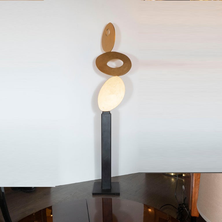 Mid-Century Modern Open Form Gilded Steel Abstract Sculpture by Harold ...