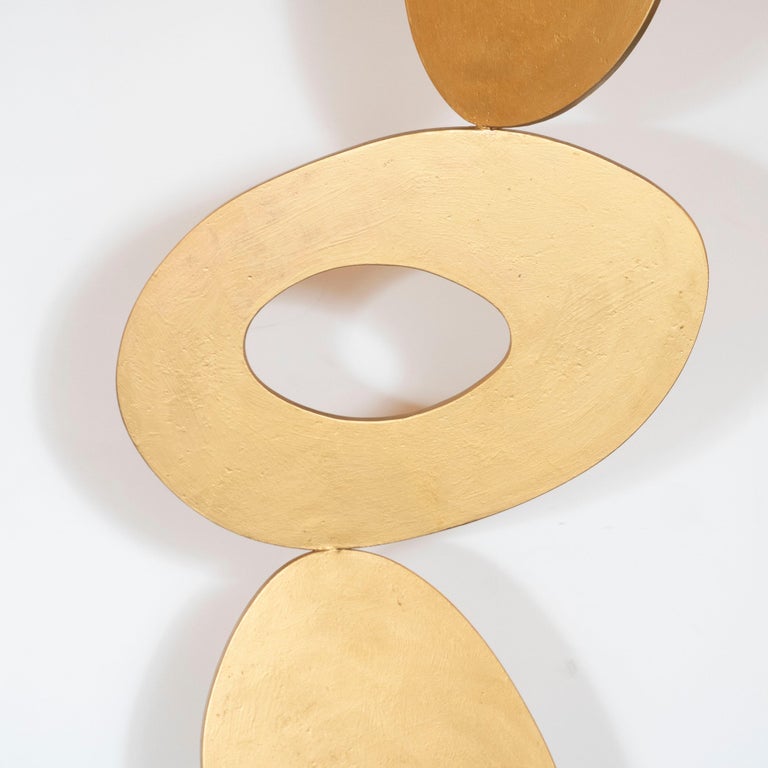 Mid-Century Modern Open Form Gilded Steel Abstract Sculpture by Harold ...