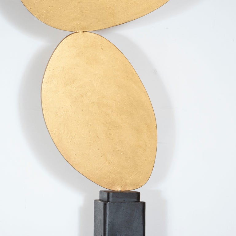 Mid-Century Modern Open Form Gilded Steel Abstract Sculpture by Harold ...