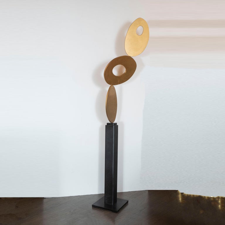 Mid-Century Modern Open Form Gilded Steel Abstract Sculpture by Harold ...