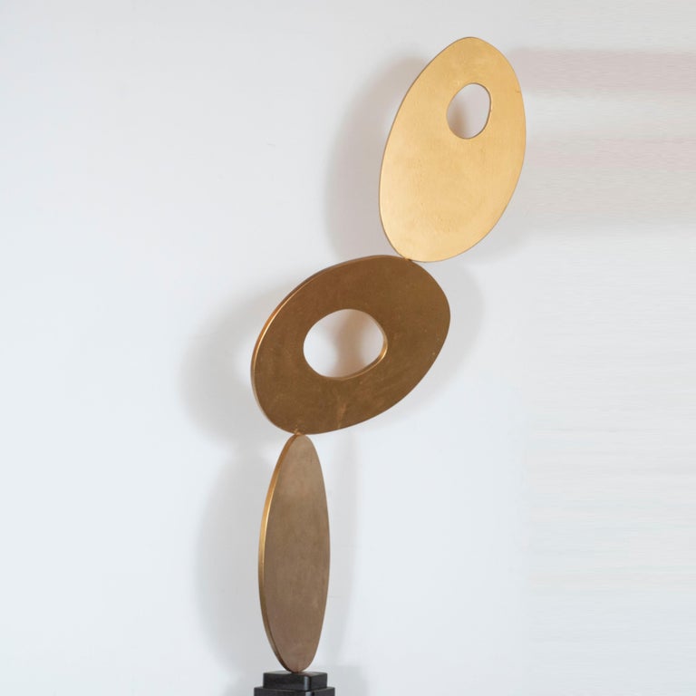 Mid-Century Modern Open Form Gilded Steel Abstract Sculpture by Harold ...