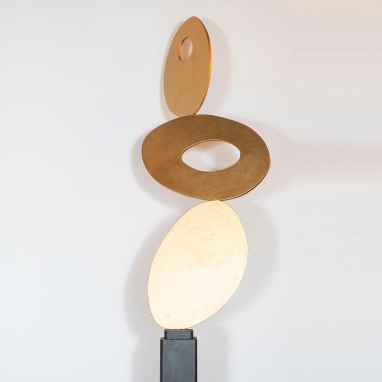 Mid-Century Modern Open Form Gilded Steel Abstract Sculpture by Harold ...