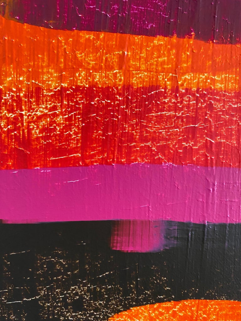 Mid Century Modern Orange Abstract Painting In The Style of Gerhard ...