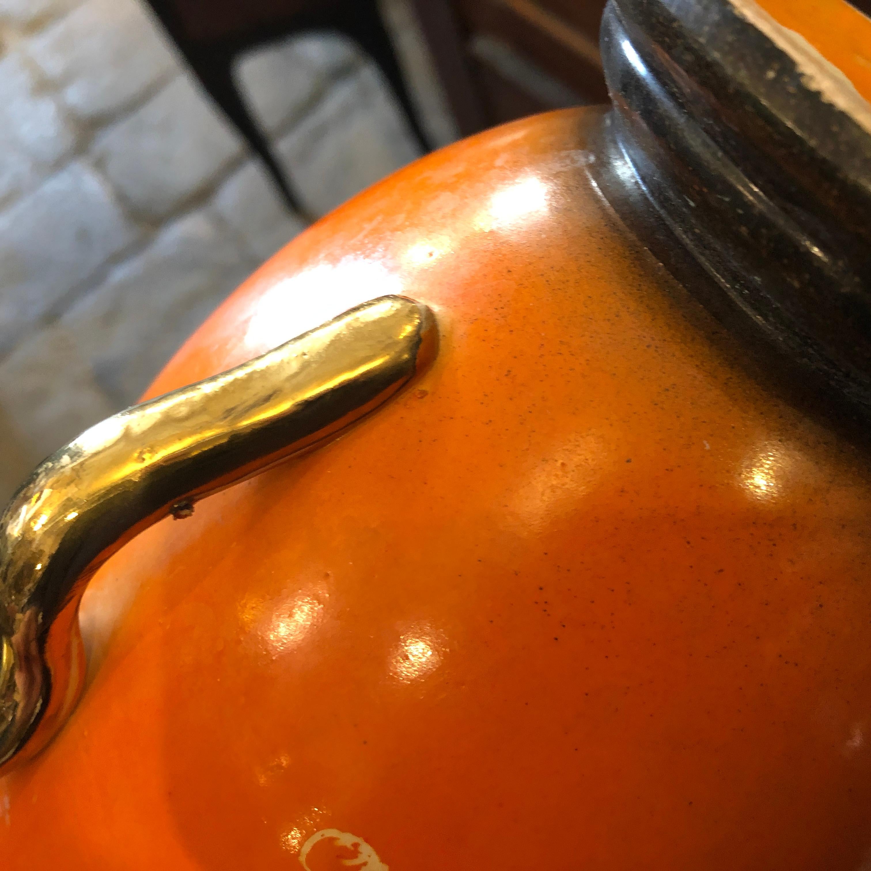 Mid-Century Modern Orange Ceramic Italian Vase, circa 1950 at 1stDibs
