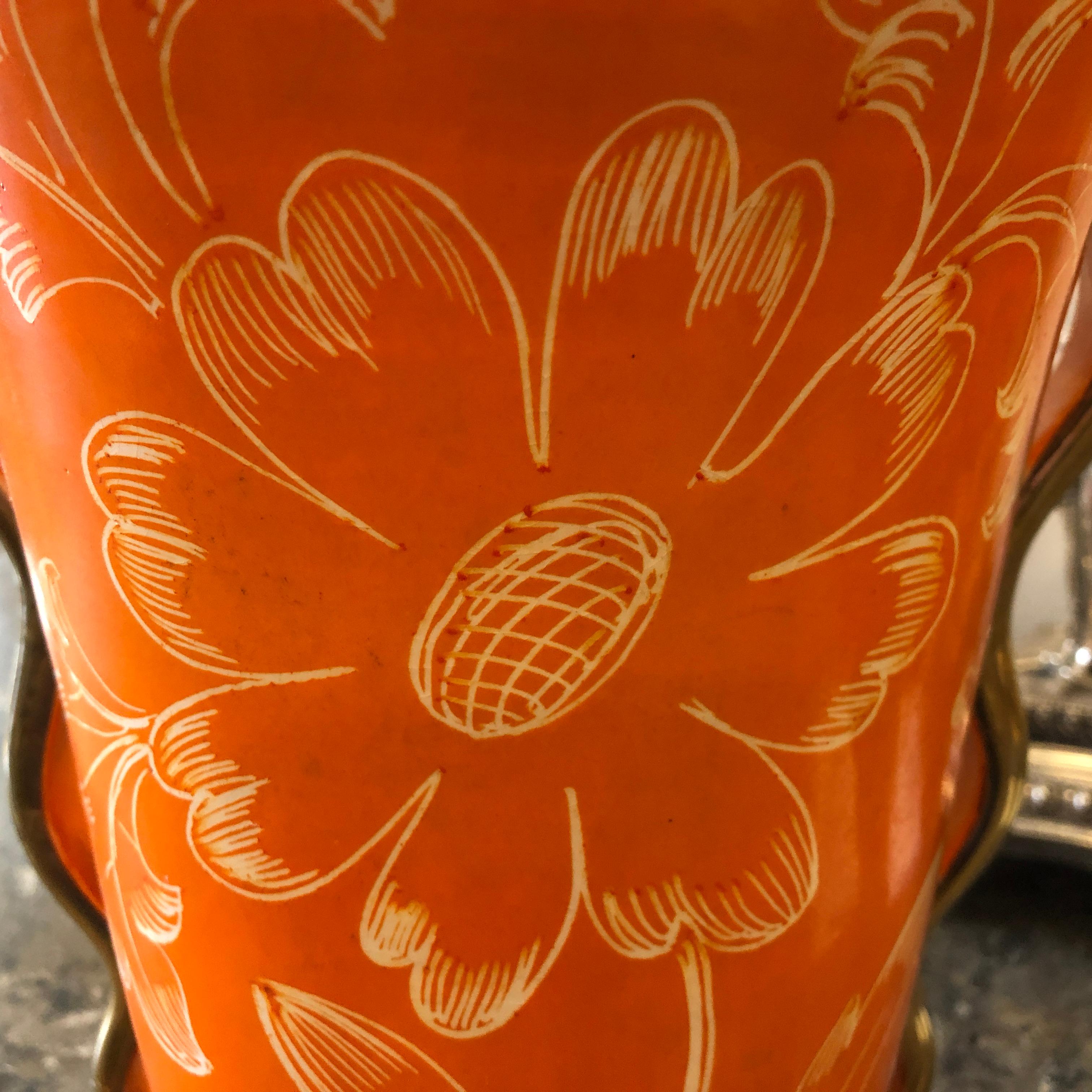 Mid-Century Modern Orange Ceramic Italian Vase, circa 1950 at 1stDibs
