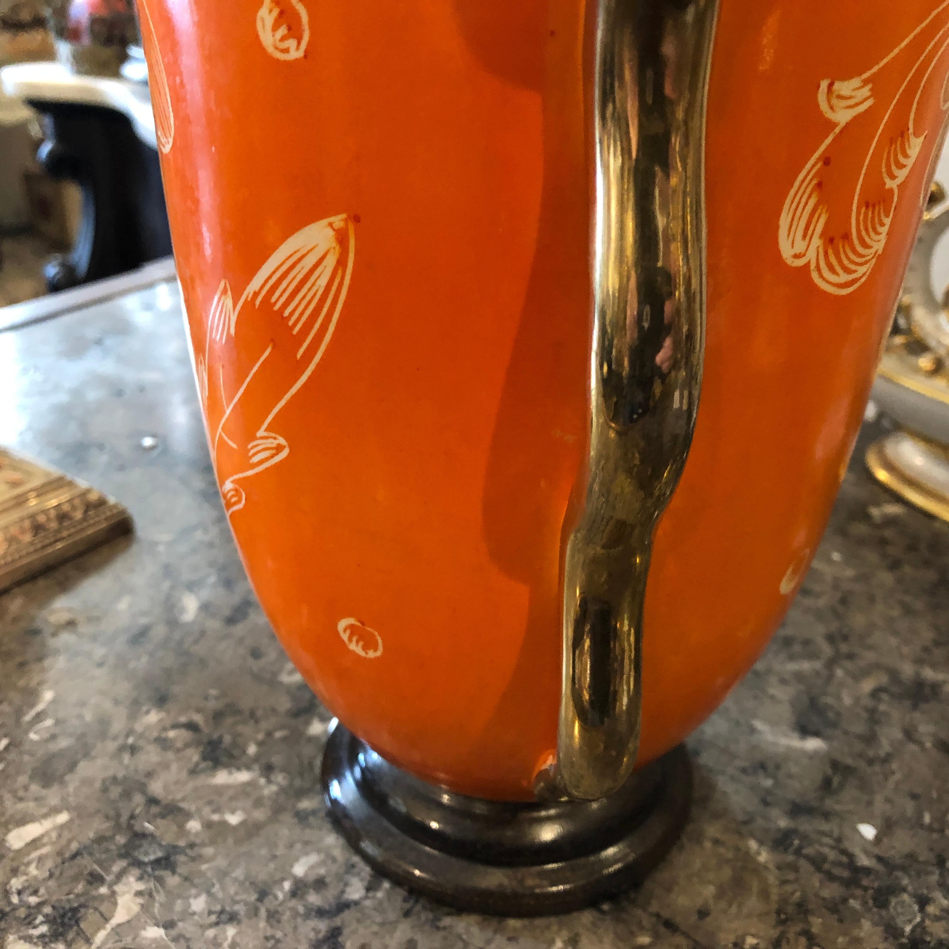 Mid-Century Modern Orange Ceramic Italian Vase, circa 1950 at 1stDibs