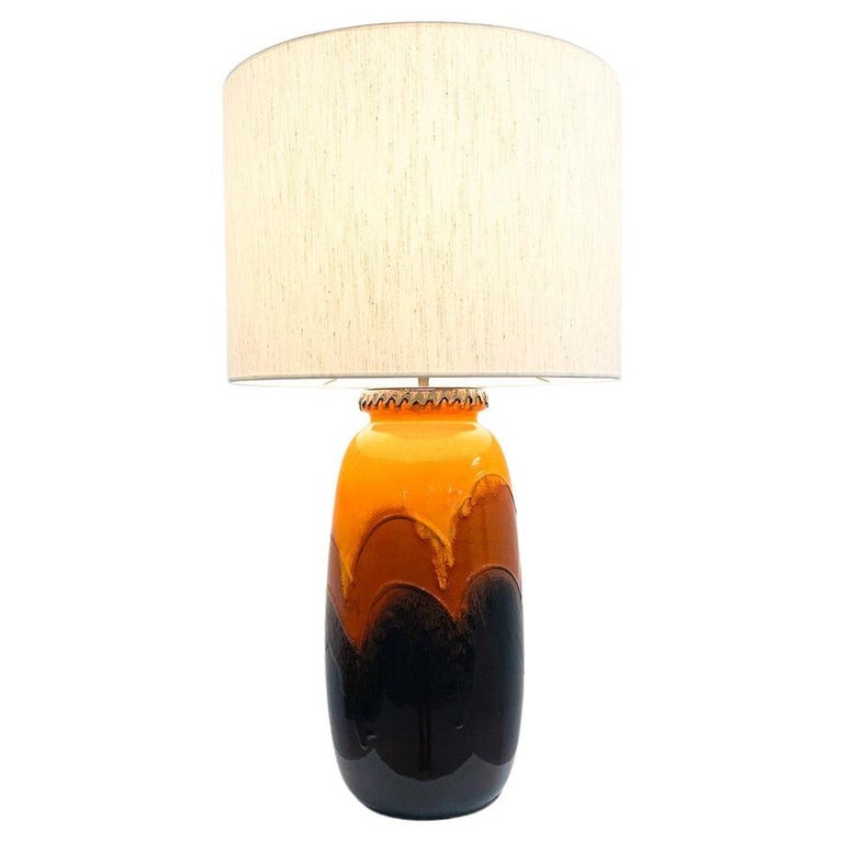 Mid-Century Modern Orange Ceramic Table Lamp, Germany, 1970s, New ...
