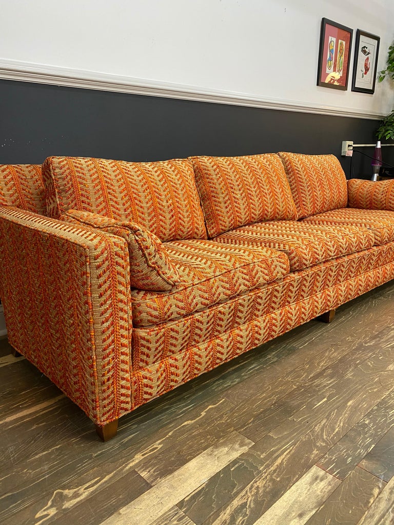 Mid-Century Modern Orange Chevron Pattern John Stuart Sofa at 1stDibs ...