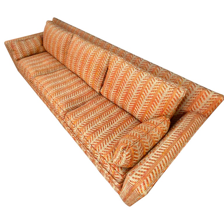 Mid-Century Modern Orange Chevron Pattern John Stuart Sofa at 1stDibs ...