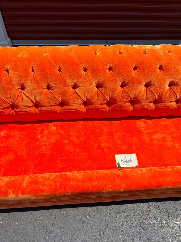 Mid Century Modern Orange Tufted Chesterfield Sofa - Dunbar Baughman ...