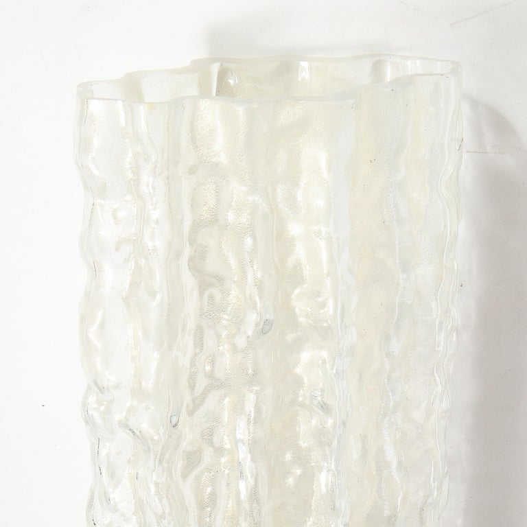 Mid-Century Modern Organic Textural Semi Translucent Murano Glass Vase ...