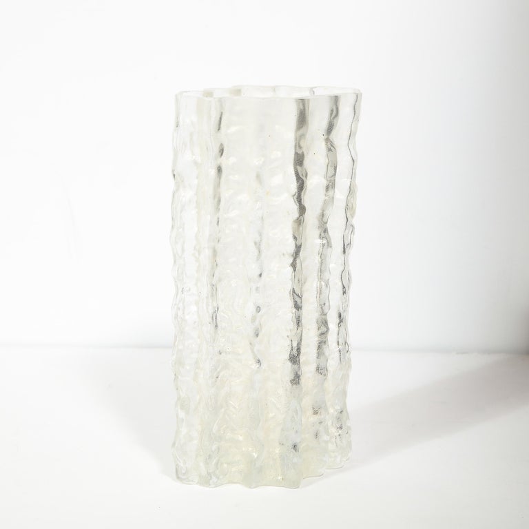 Mid-Century Modern Organic Textural Semi Translucent Murano Glass Vase ...
