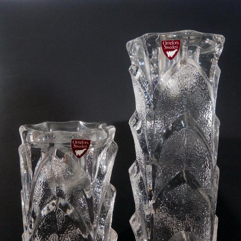Mid-Century Modern Orrefors Crystal Candleholders For Sale at 1stDibs