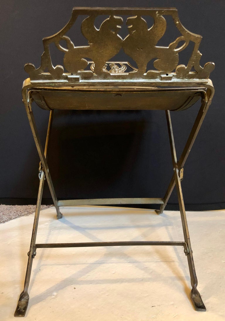 Mid-Century Modern Oscar Bach Style Iron X-Base Bench Stool with Winged ...