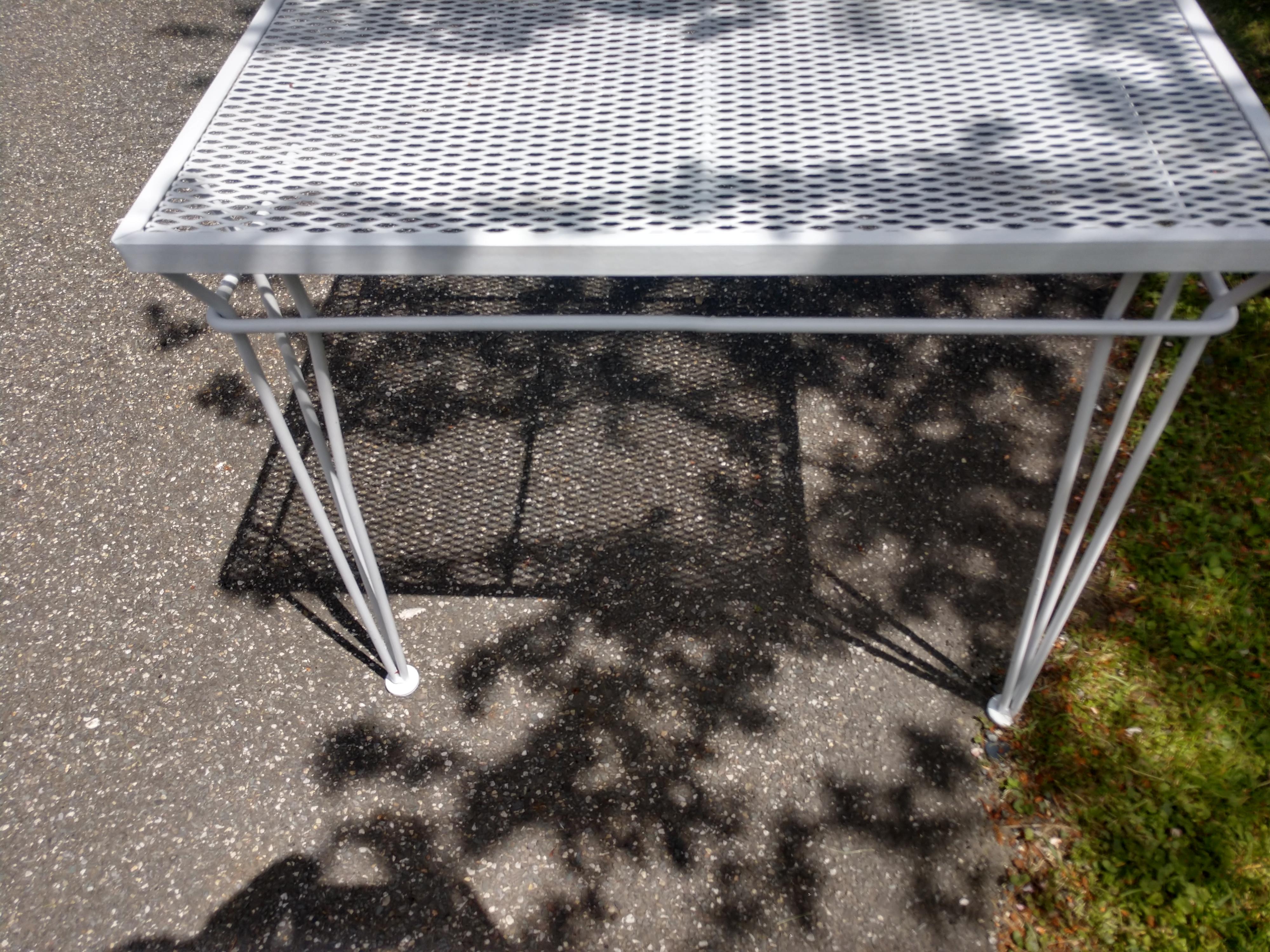 Mid-Century Modern Rectangular Mesh Top Outdoor Dining Table by John ...