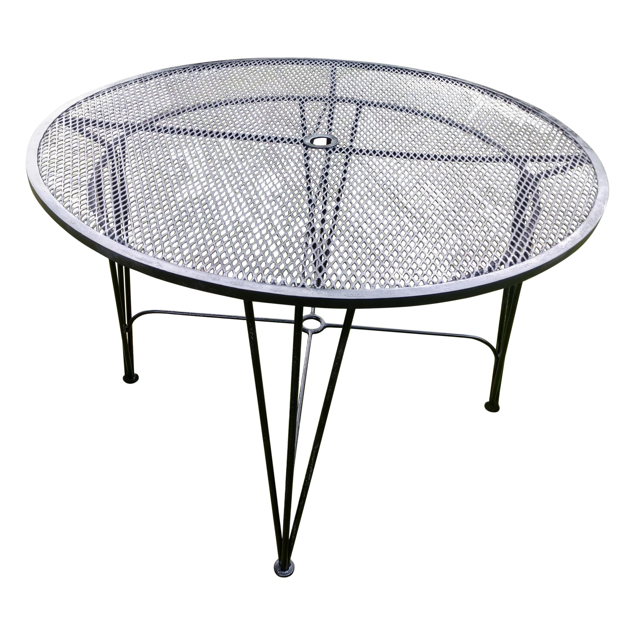 Mid-Century Modern Round Mesh Top Outdoor Dining Table by John ...
