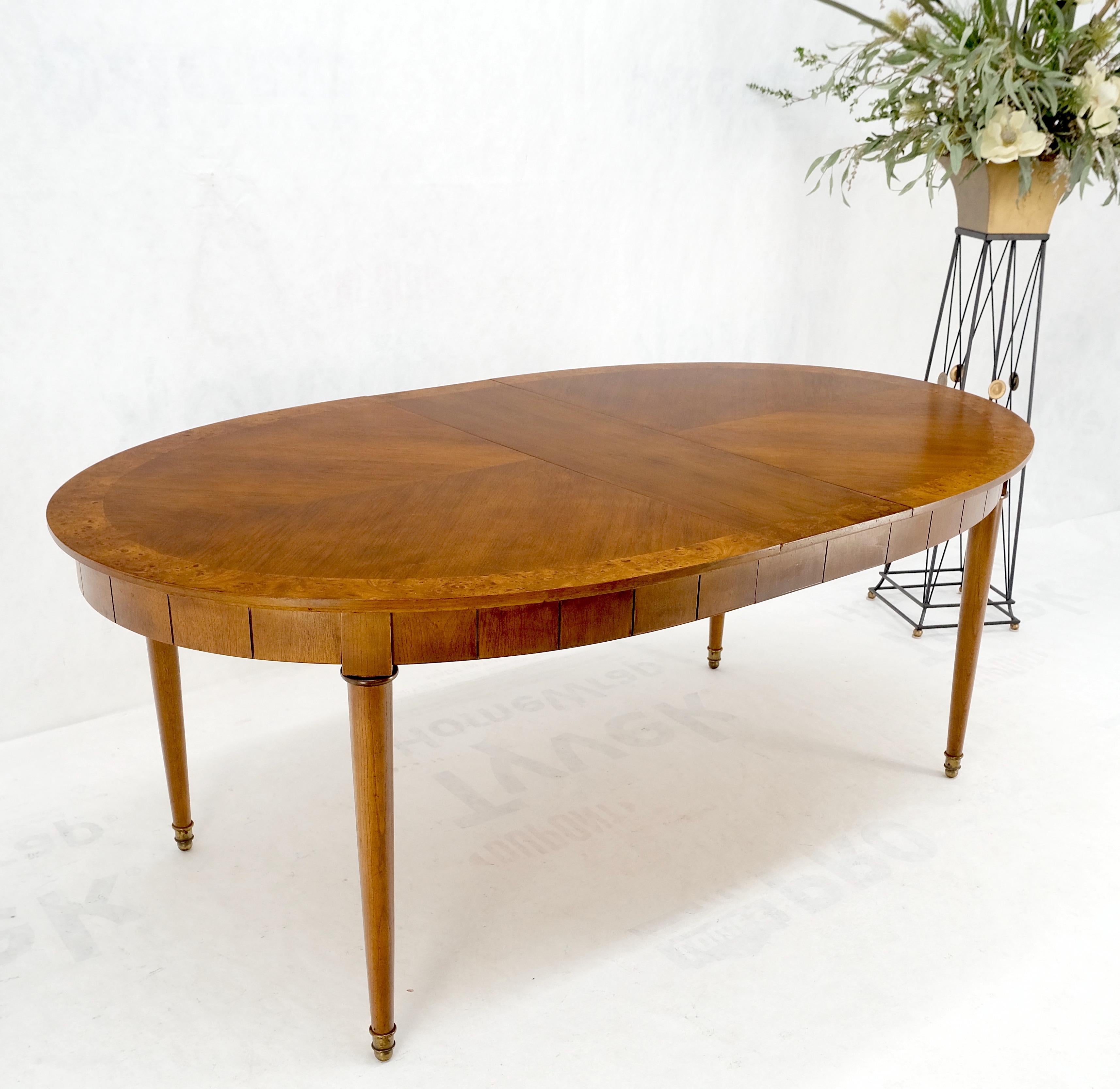Mid-Century Modern Oval Banded Burl Wood Tapered Legs One Leaf Dining ...