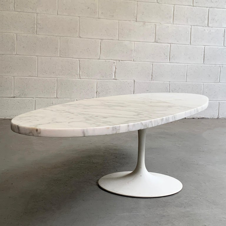 Mid-Century Modern Oval Marble Tulip Base Coffee Table at 1stDibs