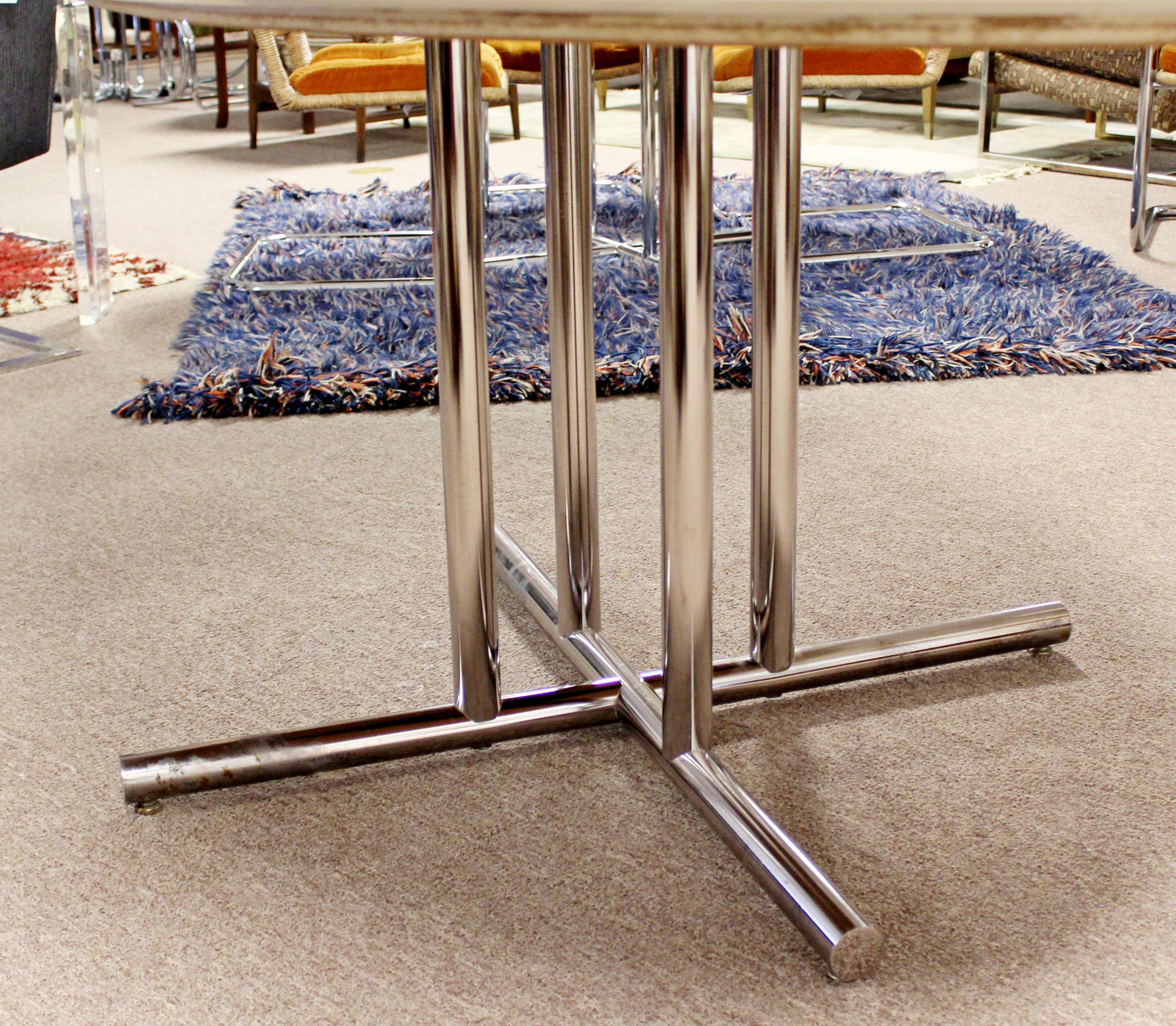 Mid-Century Modern Oval Vitrolite Style Chrome Base Dining Table ...