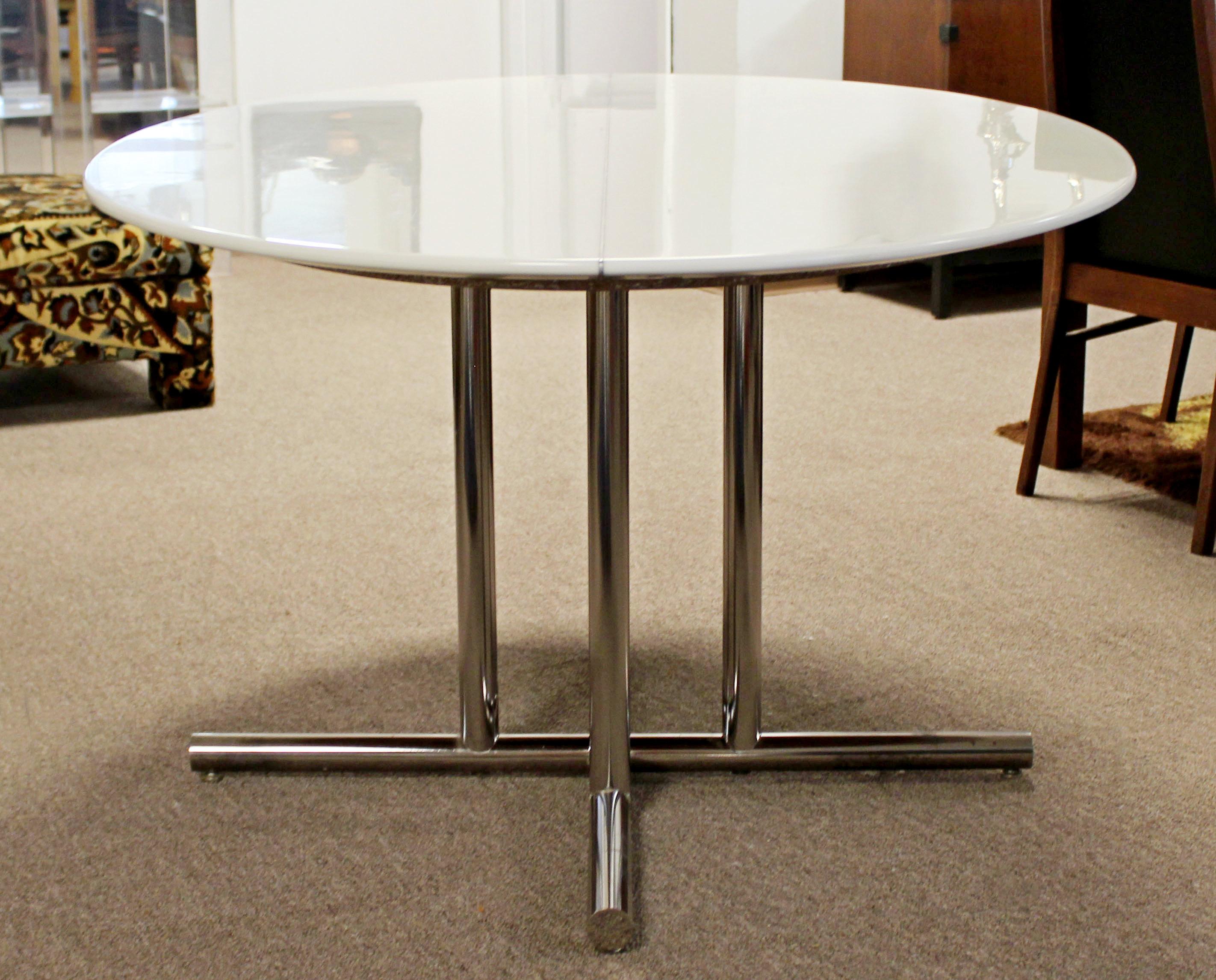 Mid-Century Modern Oval Vitrolite Style Chrome Base Dining Table ...