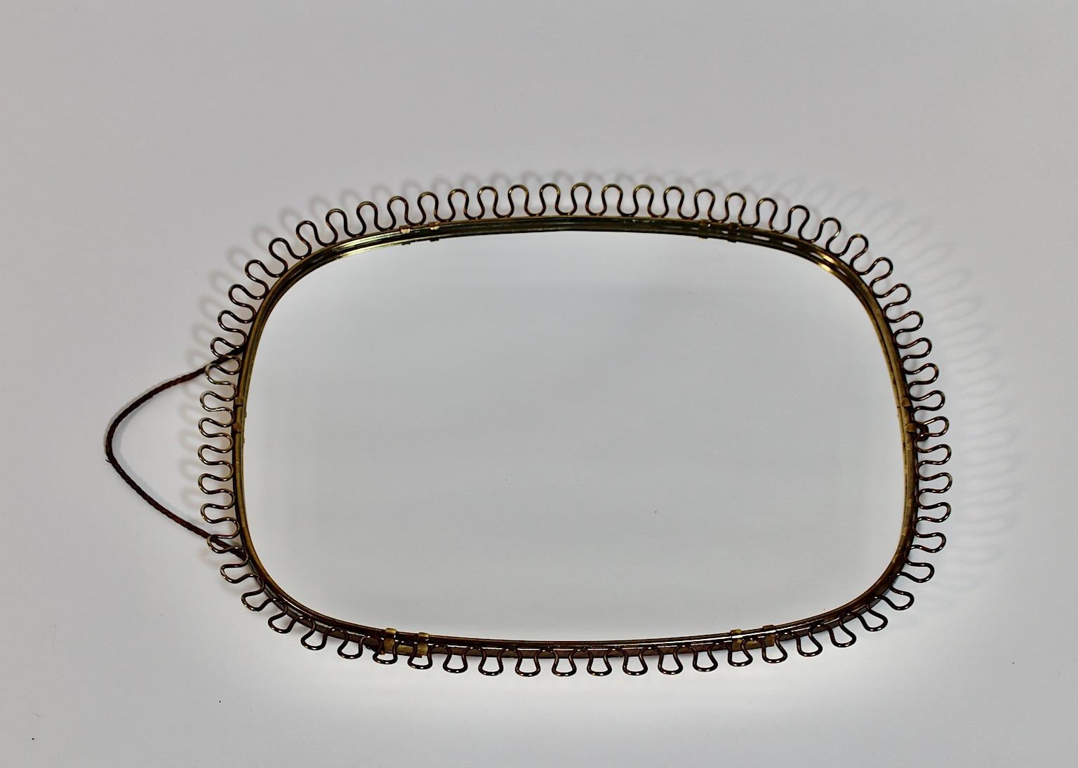 Mid Century Modern Oval Wall Mirror Brassed Metal Loops Josef Frank ...