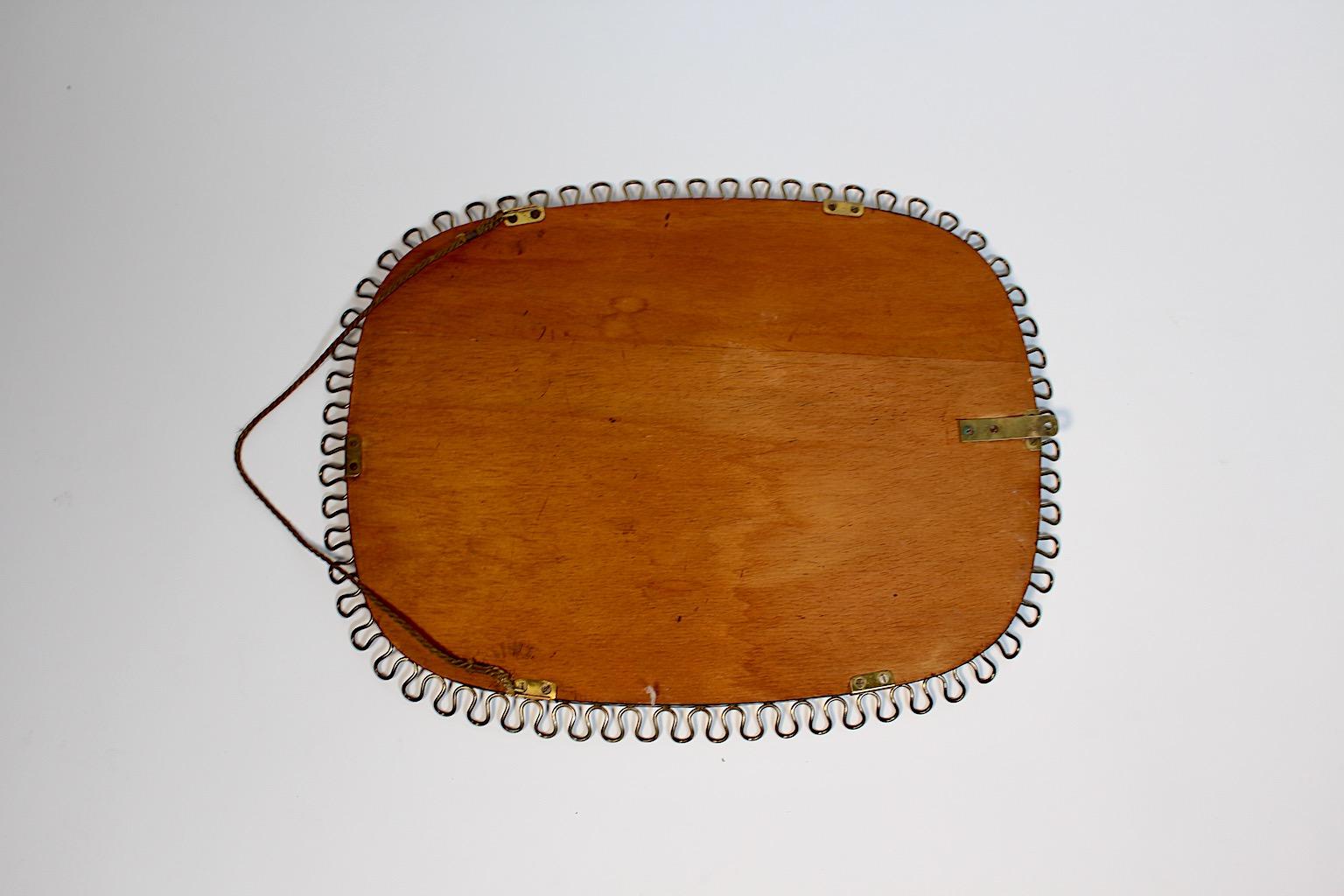 Mid Century Modern Oval Wall Mirror Brassed Metal Loops Josef Frank ...