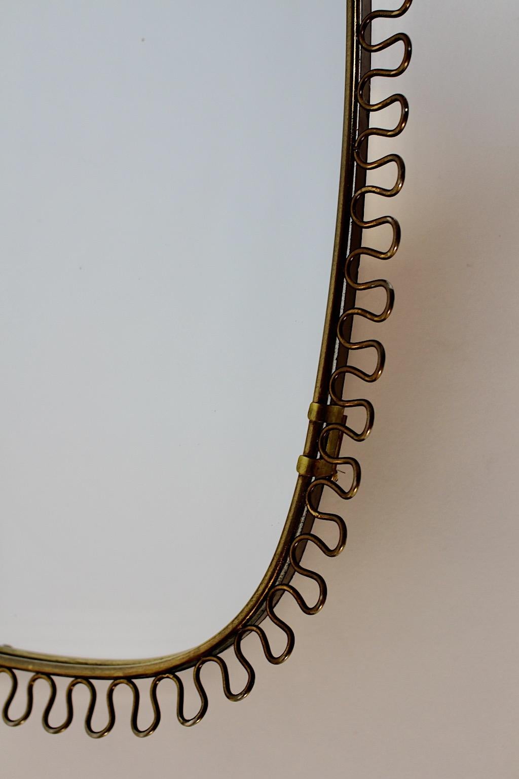 Mid Century Modern Oval Wall Mirror Brassed Metal Loops Josef Frank ...