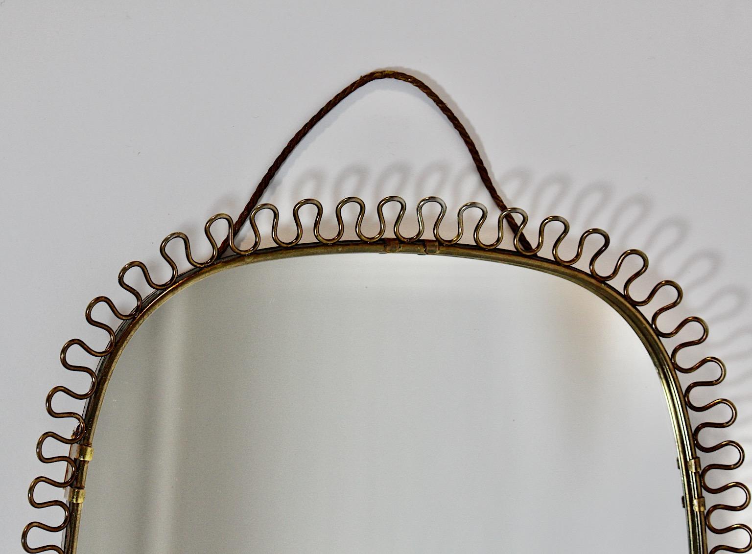 Mid Century Modern Oval Wall Mirror Brassed Metal Loops Josef Frank ...