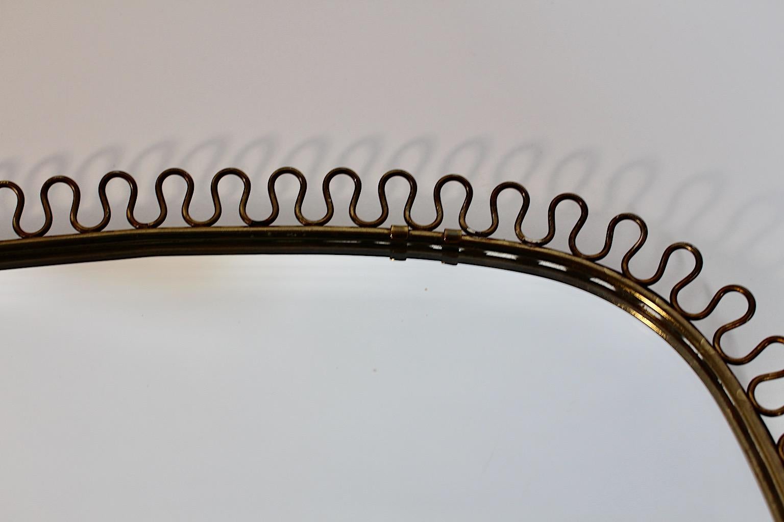 Mid Century Modern Oval Wall Mirror Brassed Metal Loops Josef Frank ...