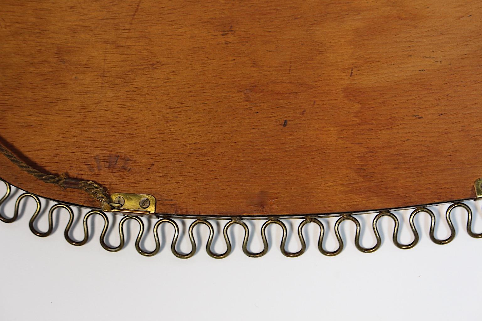Mid Century Modern Oval Wall Mirror Brassed Metal Loops Josef Frank ...