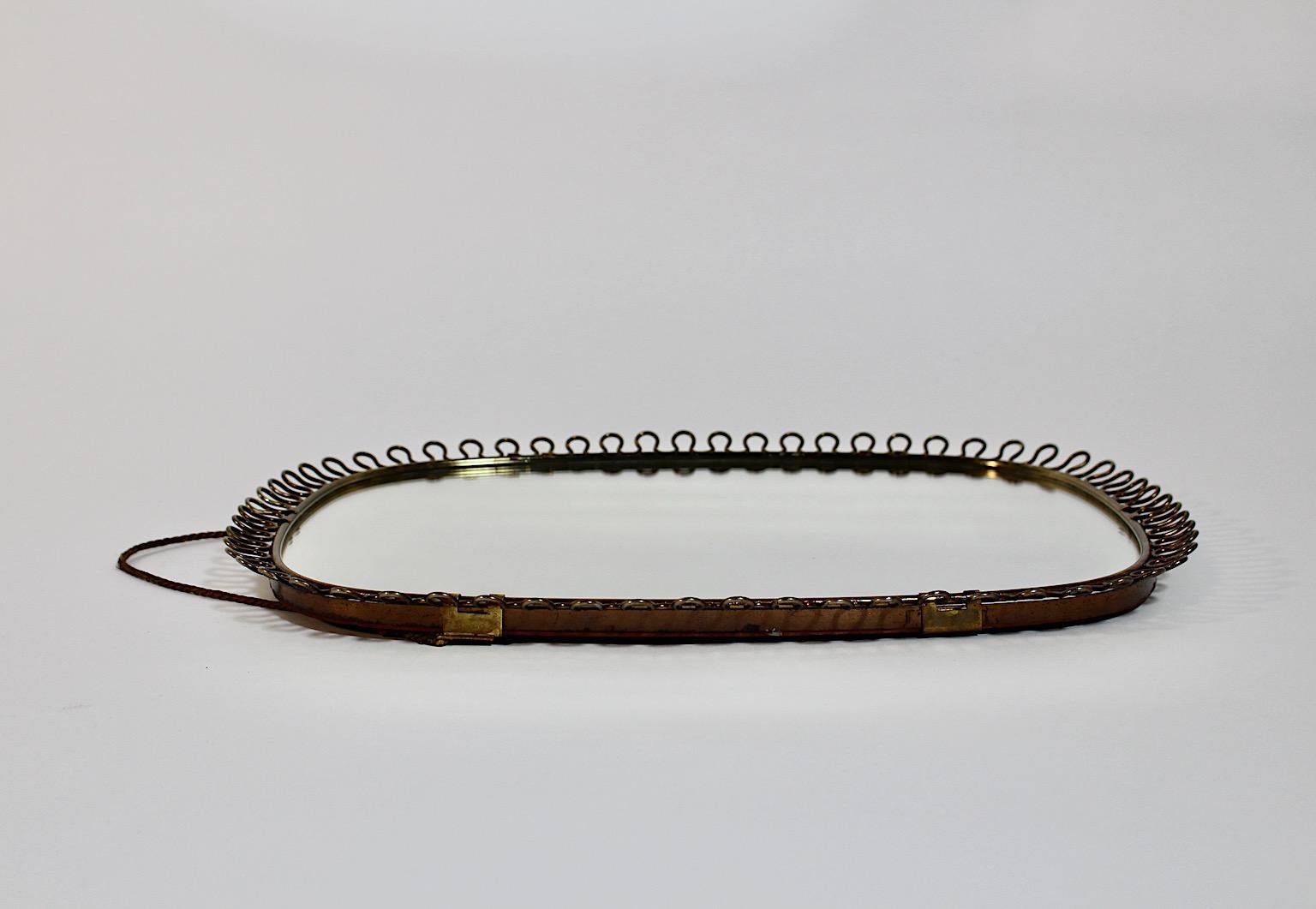 Mid Century Modern Oval Wall Mirror Brassed Metal Loops Josef Frank ...