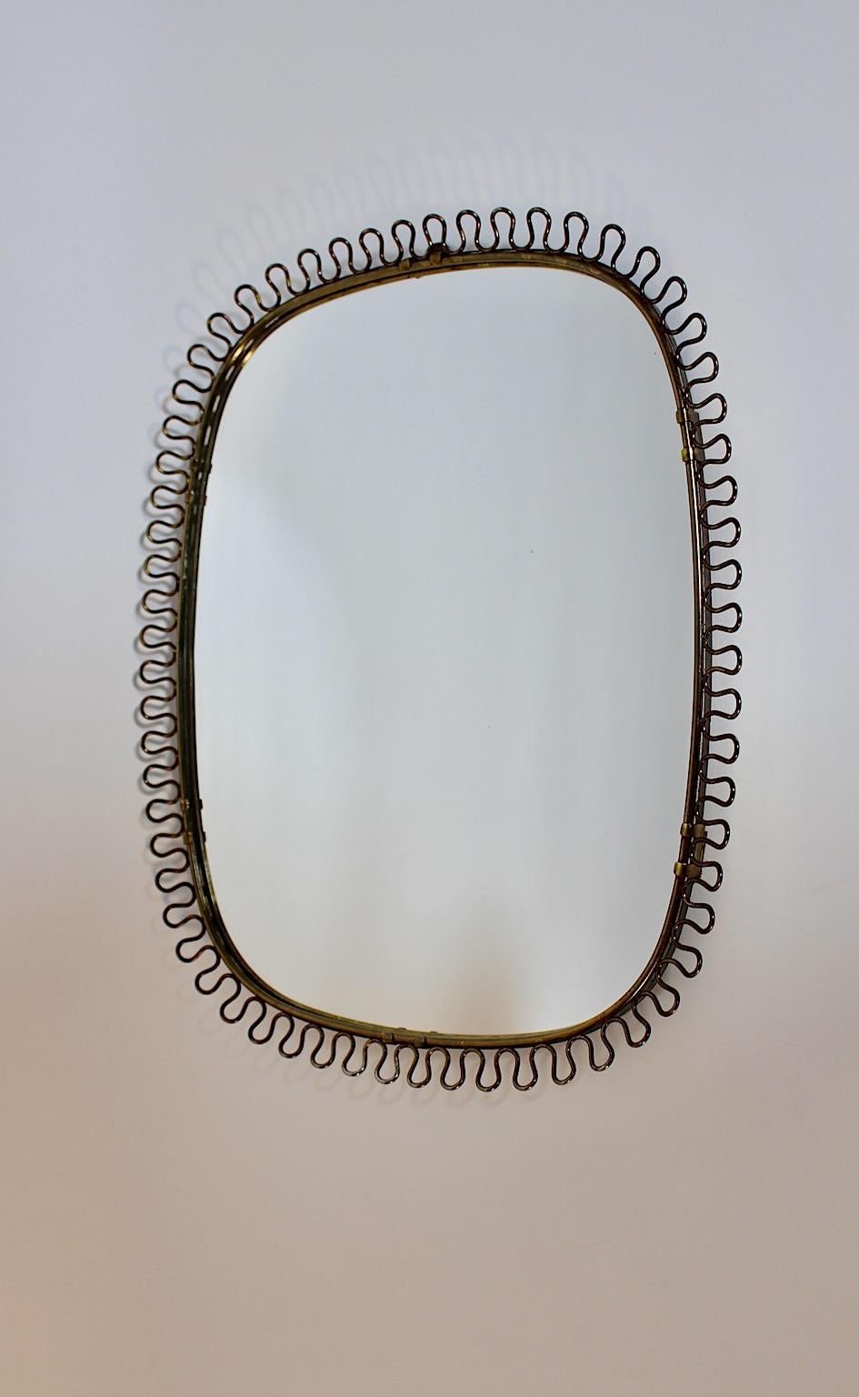 Mid Century Modern Oval Wall Mirror Brassed Metal Loops Josef Frank ...