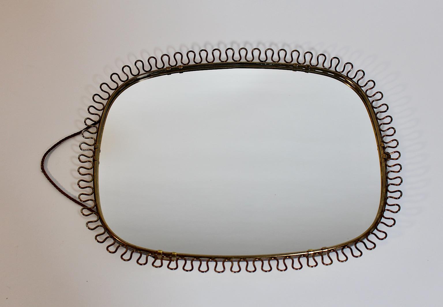Mid Century Modern Oval Wall Mirror Brassed Metal Loops Josef Frank ...