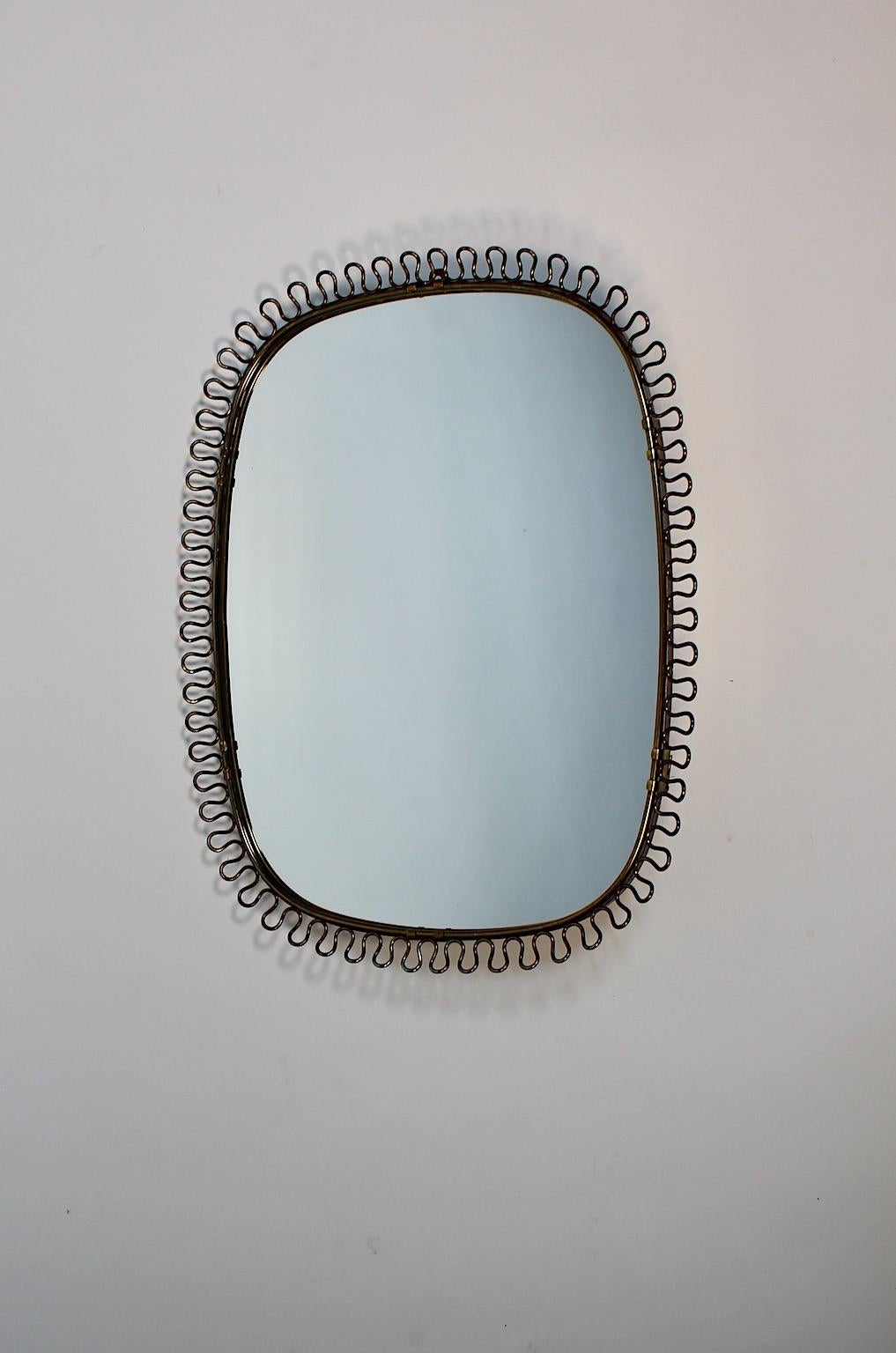 Mid Century Modern Oval Wall Mirror Brassed Metal Loops Josef Frank ...
