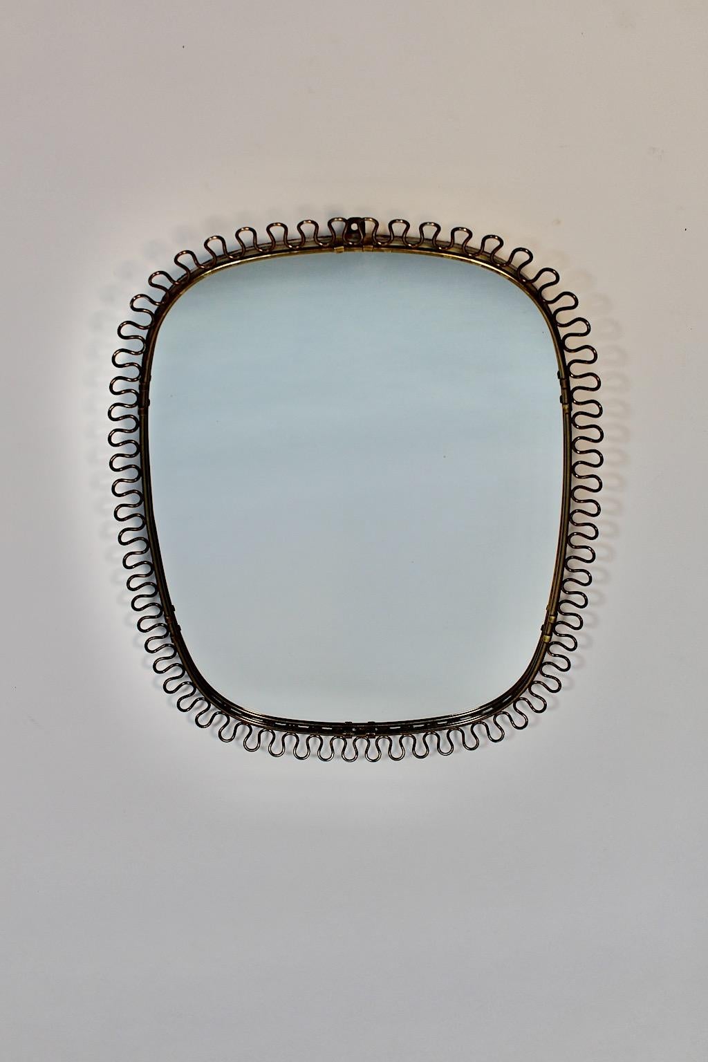 Mid Century Modern Oval Wall Mirror Brassed Metal Loops Josef Frank ...