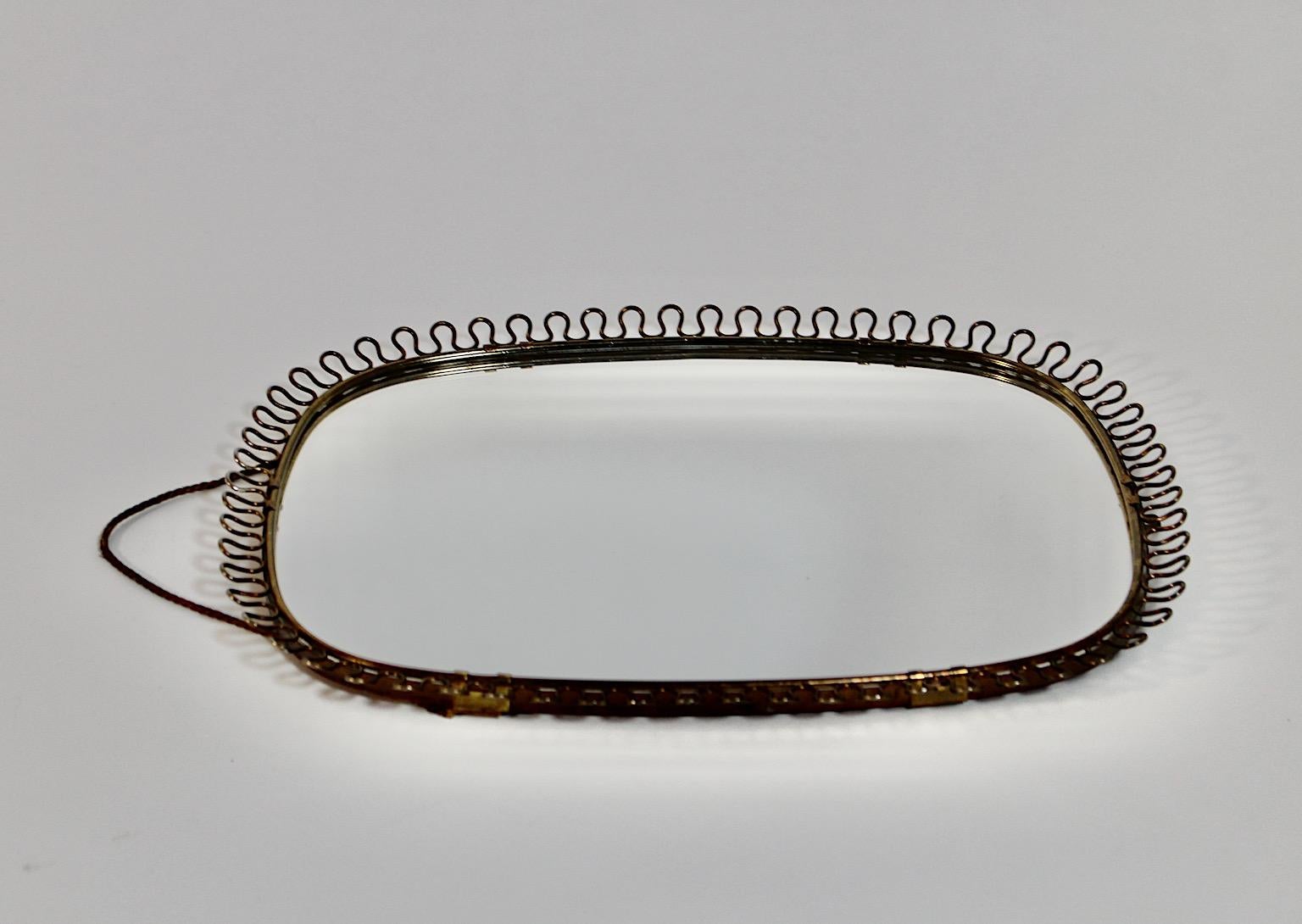 Mid Century Modern Oval Wall Mirror Brassed Metal Loops Josef Frank ...
