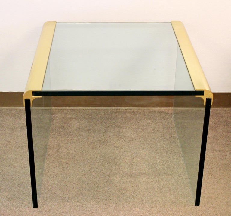Mid-Century Modern Pace Waterfall Side End Table Brass and Glass, 1970s ...