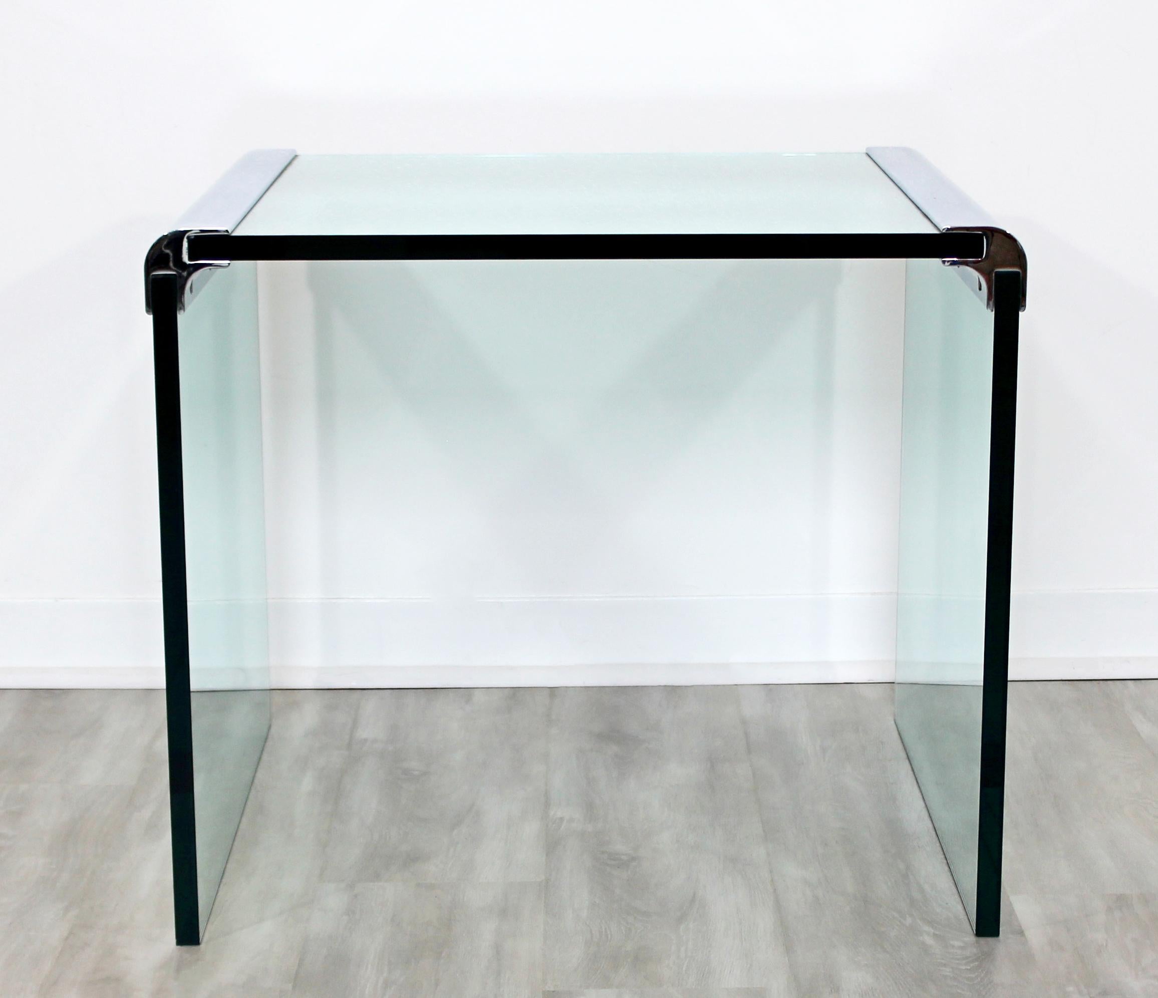 Mid-Century Modern Pace Waterfall Side End Table Chrome and Glass 1970s ...