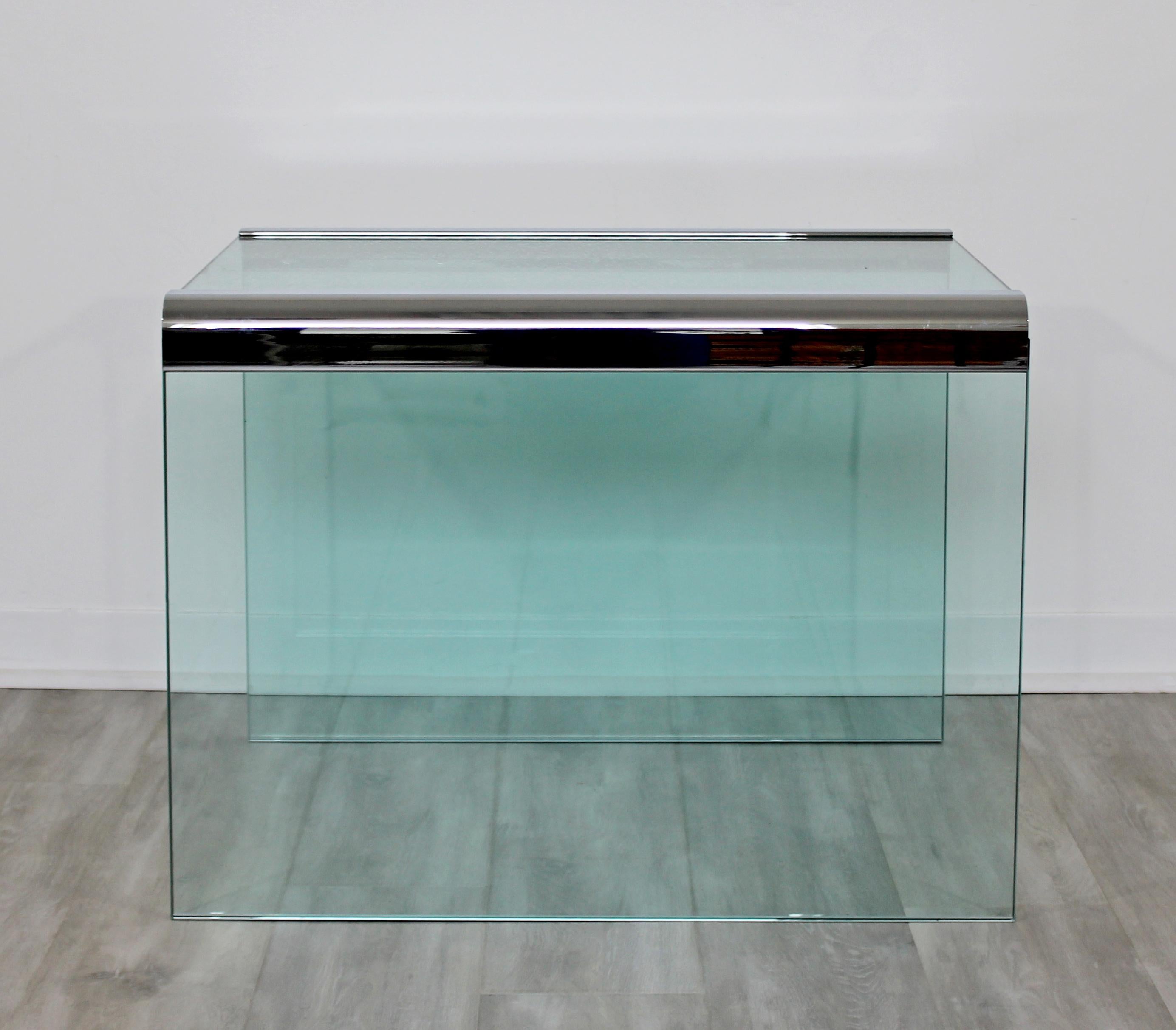 Mid-Century Modern Pace Waterfall Side End Table Chrome and Glass 1970s ...