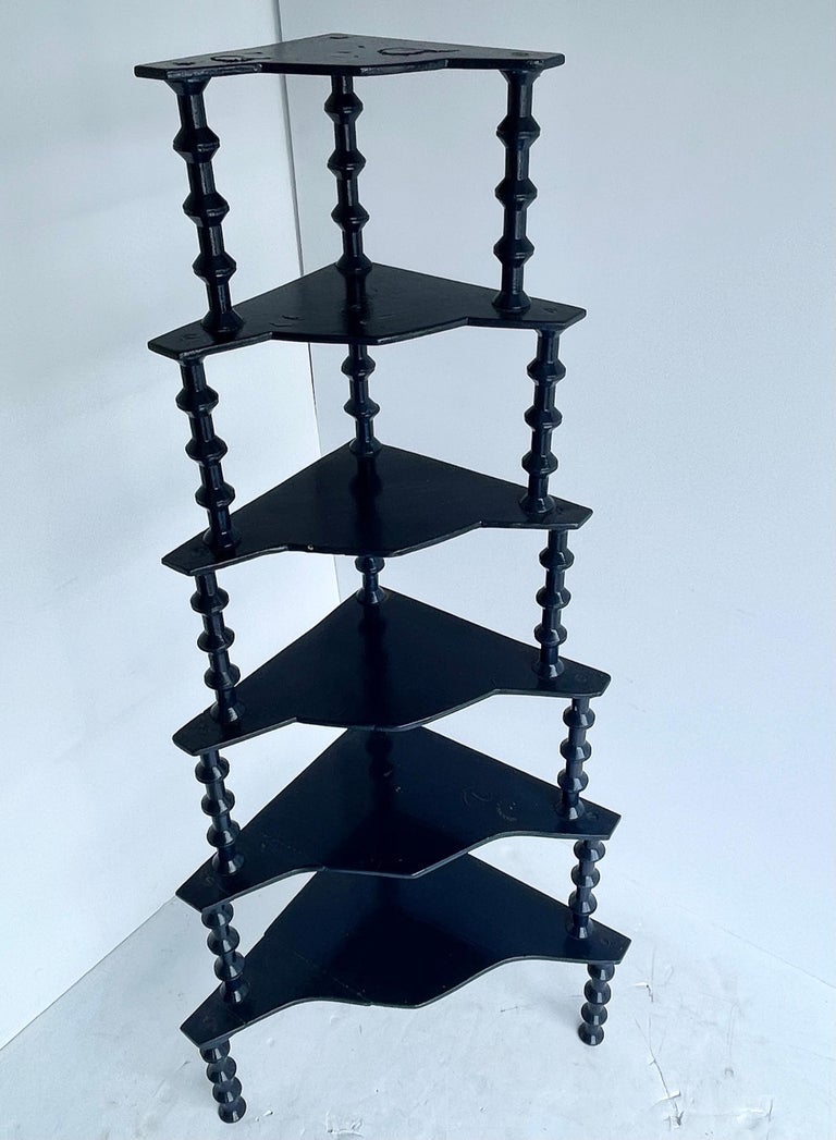 Mid-Century Modern Painted Blue Wooden Corner Etagere at 1stDibs ...