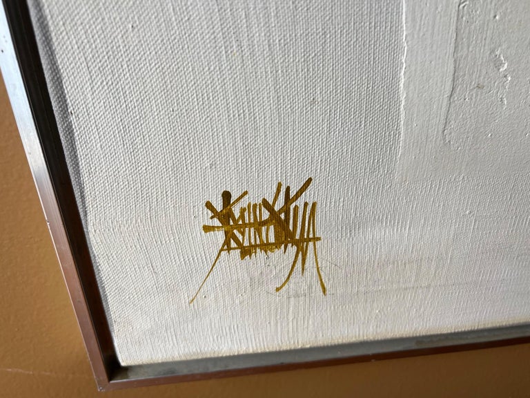 Mid-Century Modern Painting of Sun and Birds by Korean Artist Kyung Kim ...