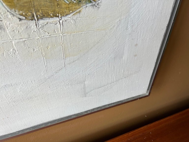 Mid-Century Modern Painting of Sun and Birds by Korean Artist Kyung Kim ...