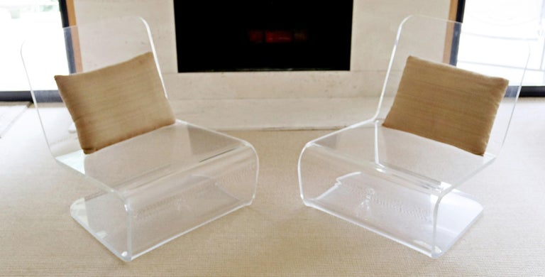 Mid-Century Modern Pair Clear Lucite Lounge Accent Chairs Attr. Gary ...