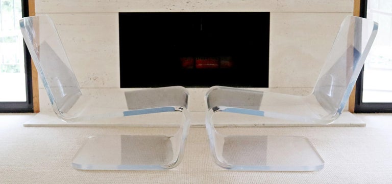 Mid-Century Modern Pair Clear Lucite Lounge Accent Chairs Attr. Gary ...