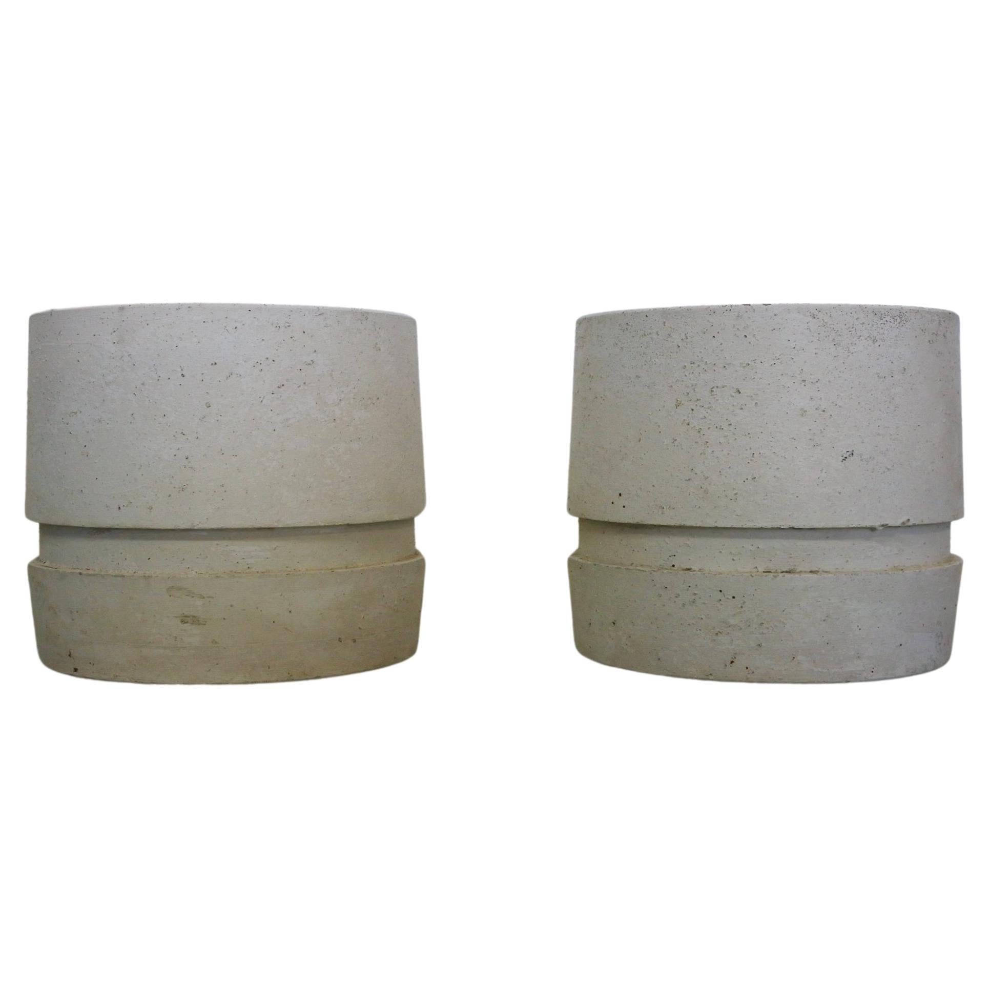 Pair of Round Concrete Shell Planters from the Mid-20th Century at 1stDibs