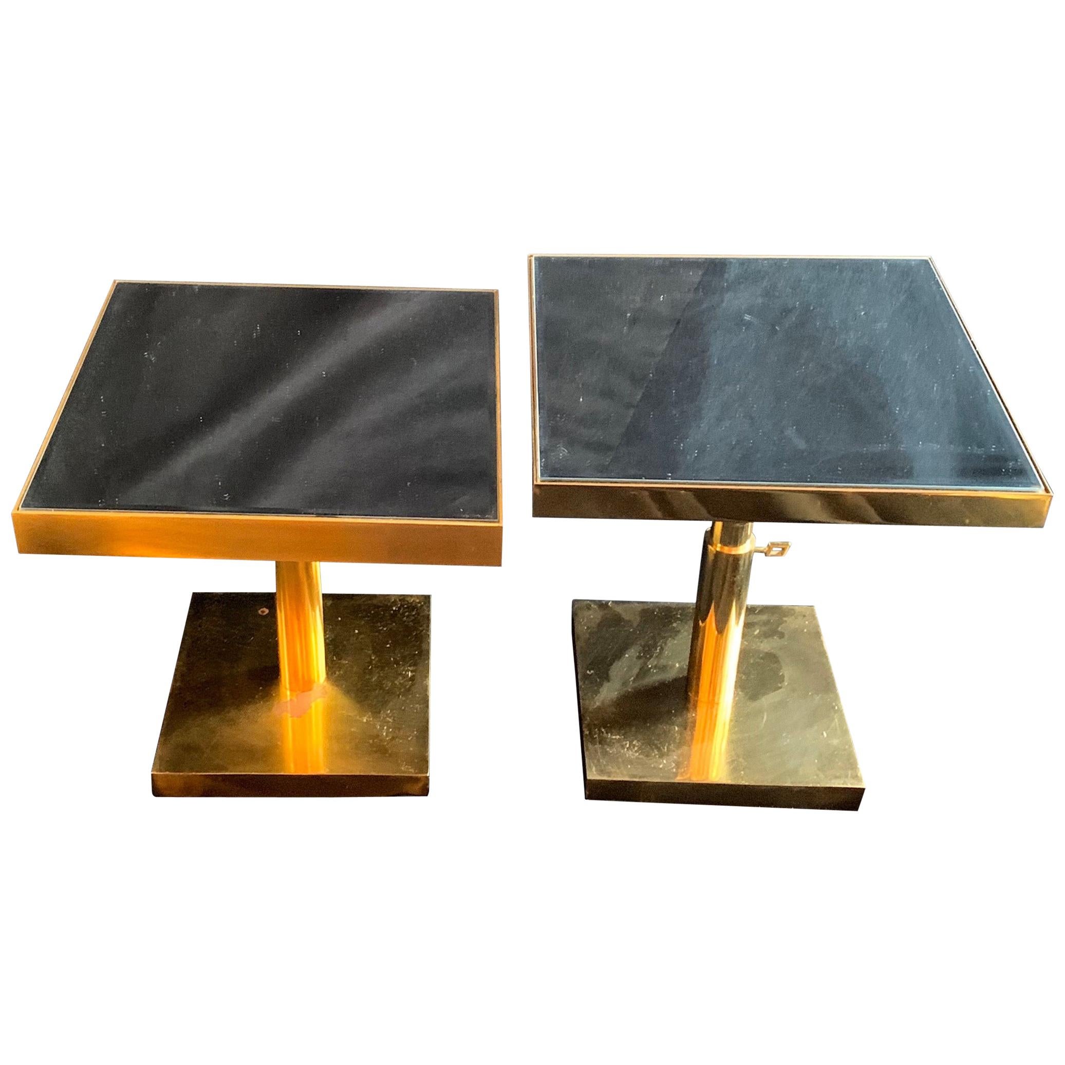 Pr Chrome and White Cane Square Side Tables Glass Top Mid-Century ...